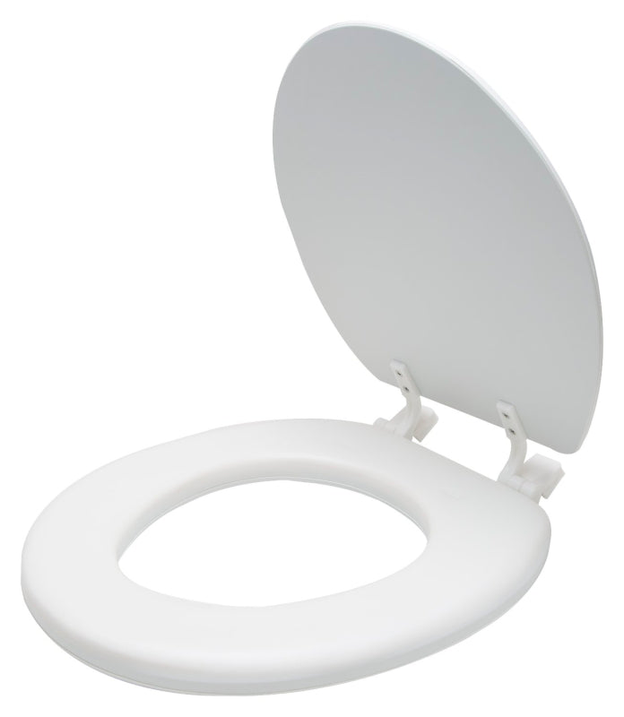 ProSource S001-WH Toilet Seat, Round, PP, White, Plastic Hinge ...