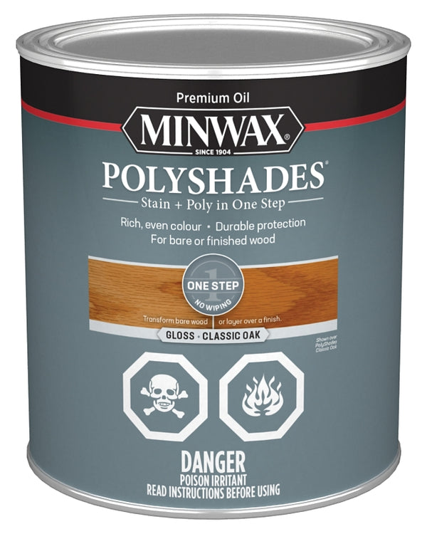 Minwax PolyShades 347034444 Stain and Polyurethane, Gloss, Liquid, Cla ...
